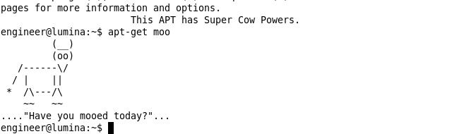 Linux Easter Egg - Apt-Get and Super Cow Powers